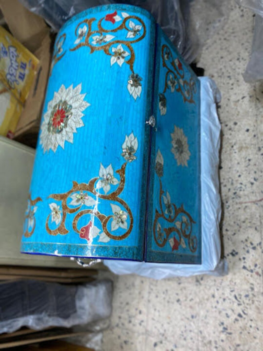 HANDMADE CHEST , SINAI Turquoise , Blue Paua Shells, Coral, Pearl ...
