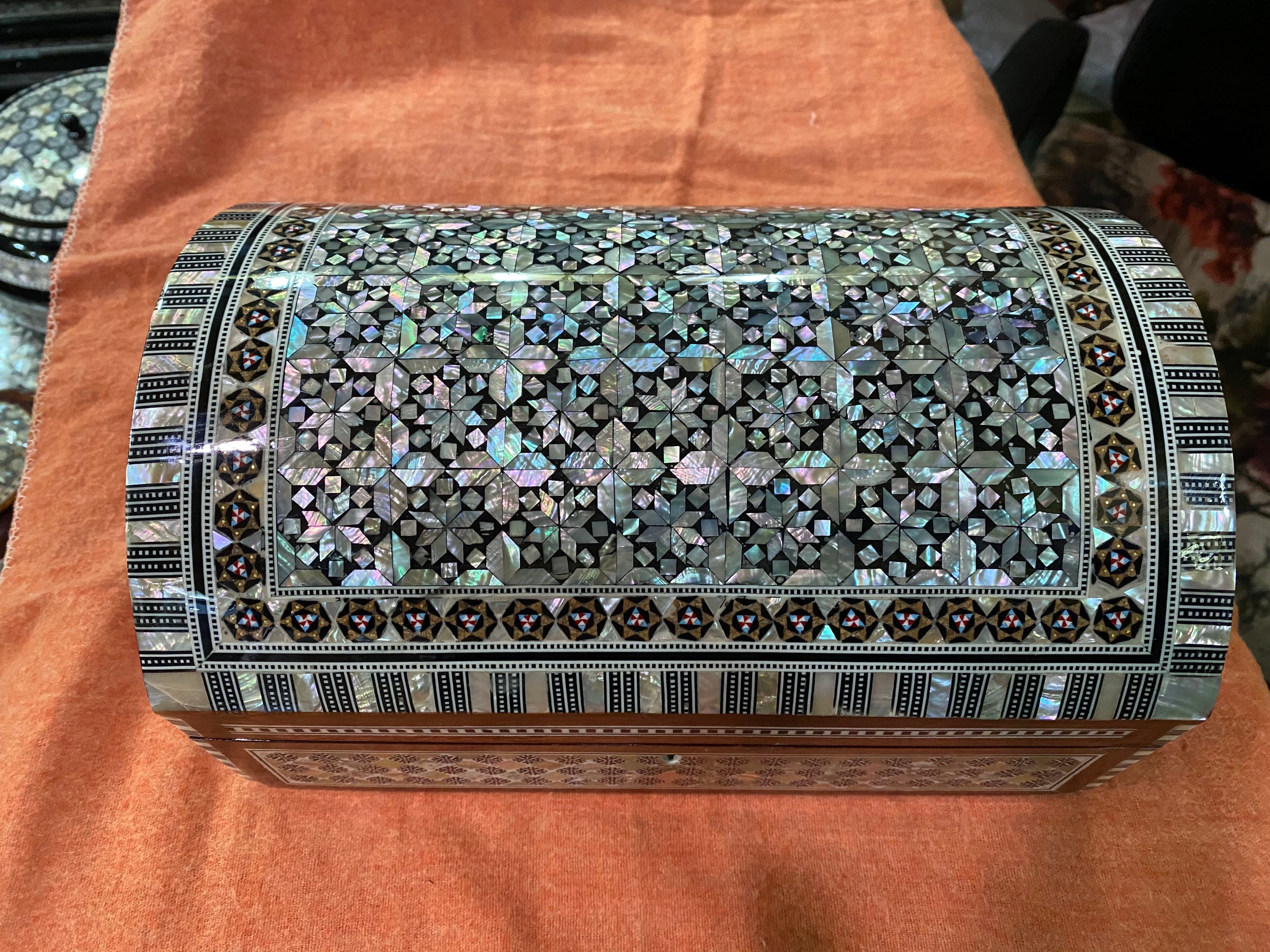 Top Curved Box Inlaid With Blue Paua Shell and Mother of Pearl - Etsy