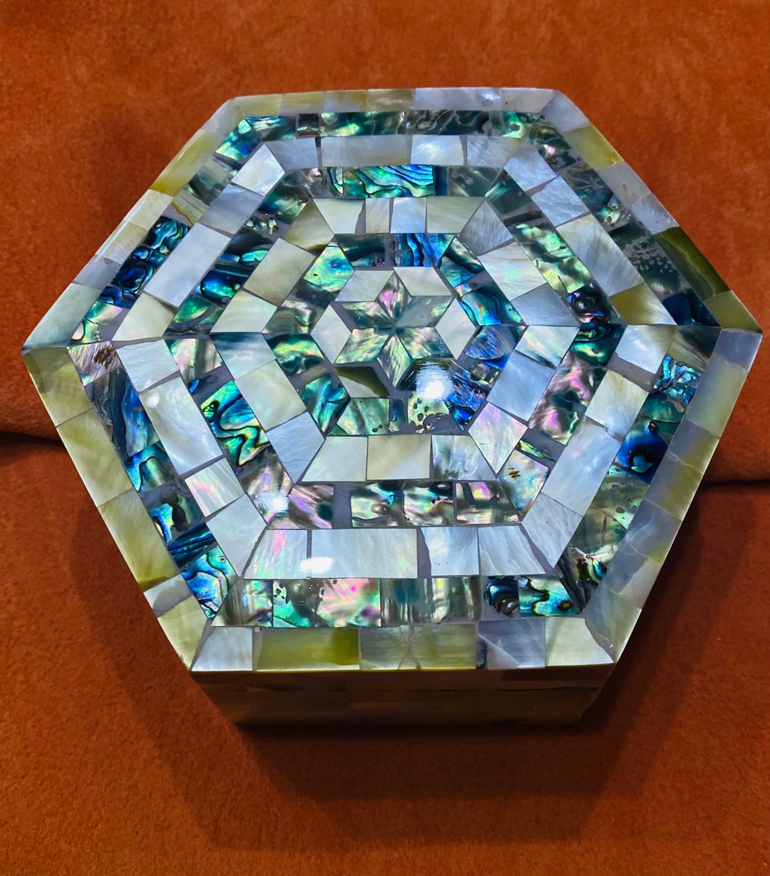 Mother of Pearl Inlay Jewelry Box: Blue Paua Shells, Handmade Beech ...