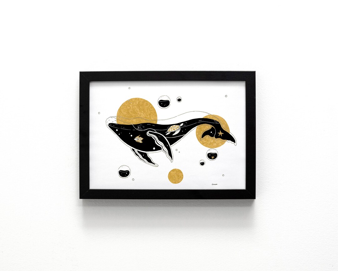 Art Print whale A4/A5 Pen and Ink Print Alternative Fantasy Drawing - Etsy