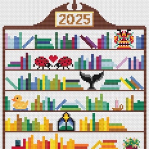 Temperature Library 5 - High Temperature Cross Stitch Pattern Bookshelf - PDF Instant Download ...
