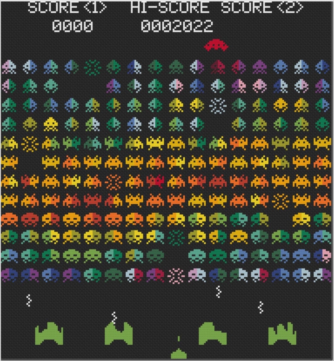 High Temperature Cross Stitch Pattern - Temperature Space Invaders ...