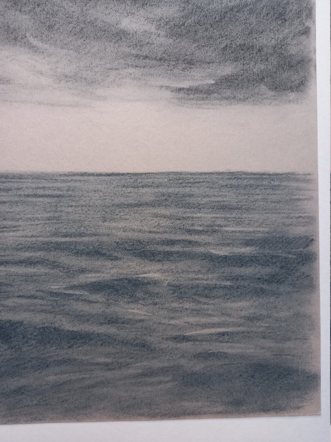 Charcoal drawing ocean stormy skies pencil drawing storm | Etsy