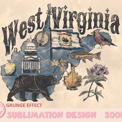 Retro West Virginia Png West Virginia State Png WV Clipart - Etsy