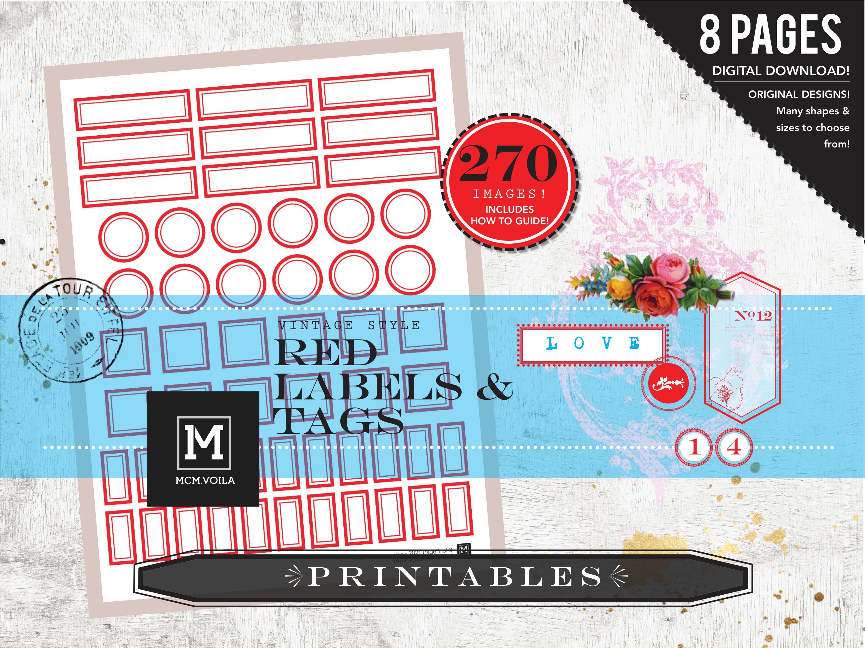 PRINTABLES Digital Download RED Labels & Tags Red Folder | Etsy Canada