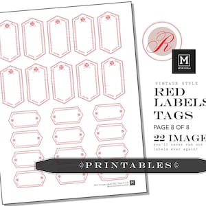 PRINTABLES, Digital Download, RED Labels & Tags, Red Folder Labels ...