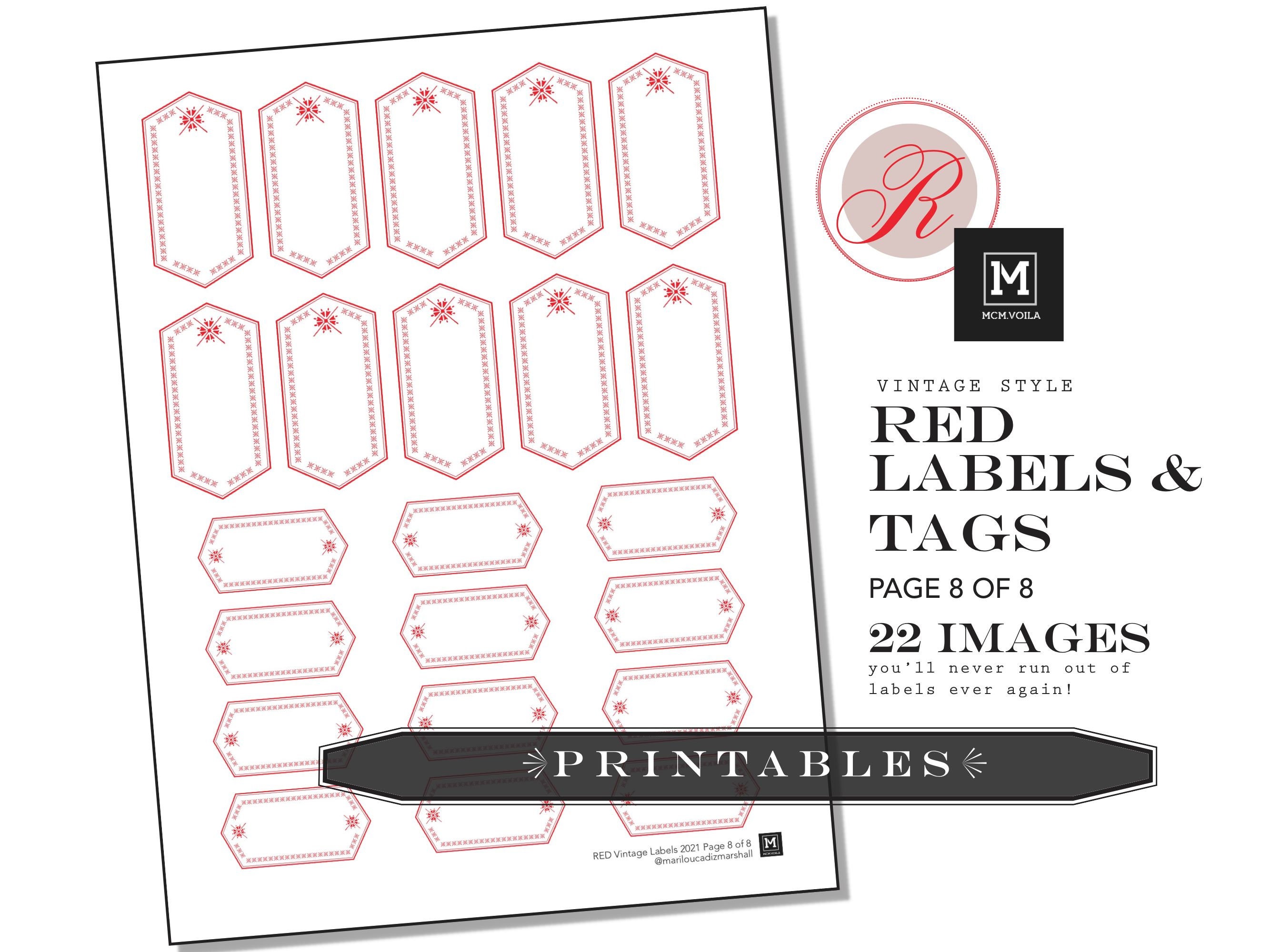 PRINTABLES Digital Download RED Labels & Tags Red Folder | Etsy Canada