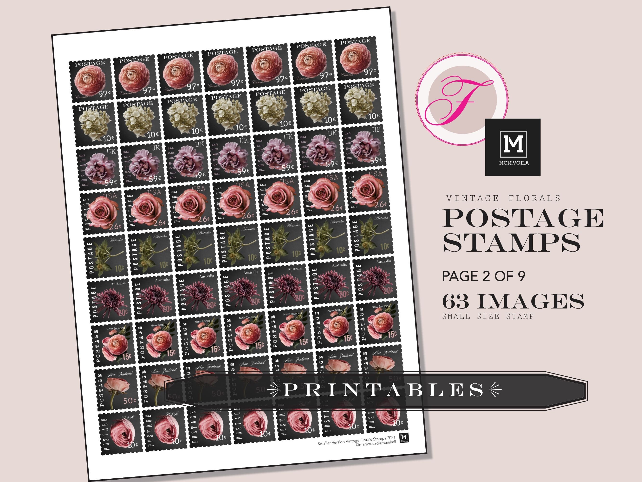 PRINTABLES, Digital Downloads, Faux Postage Stamps, DIY Stickers, Art ...