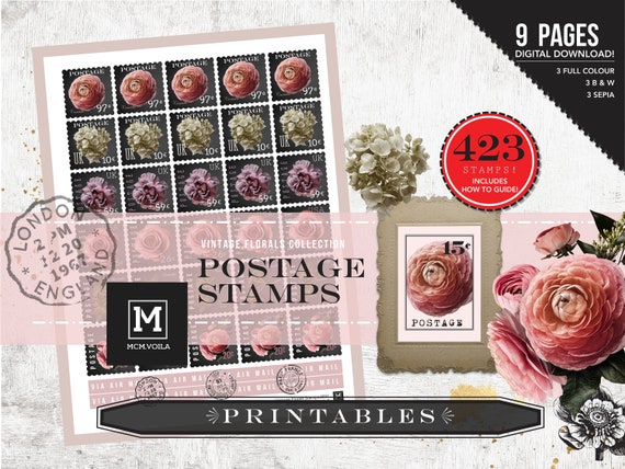 PRINTABLES Digital Downloads Faux Postage Stamps DIY | Etsy