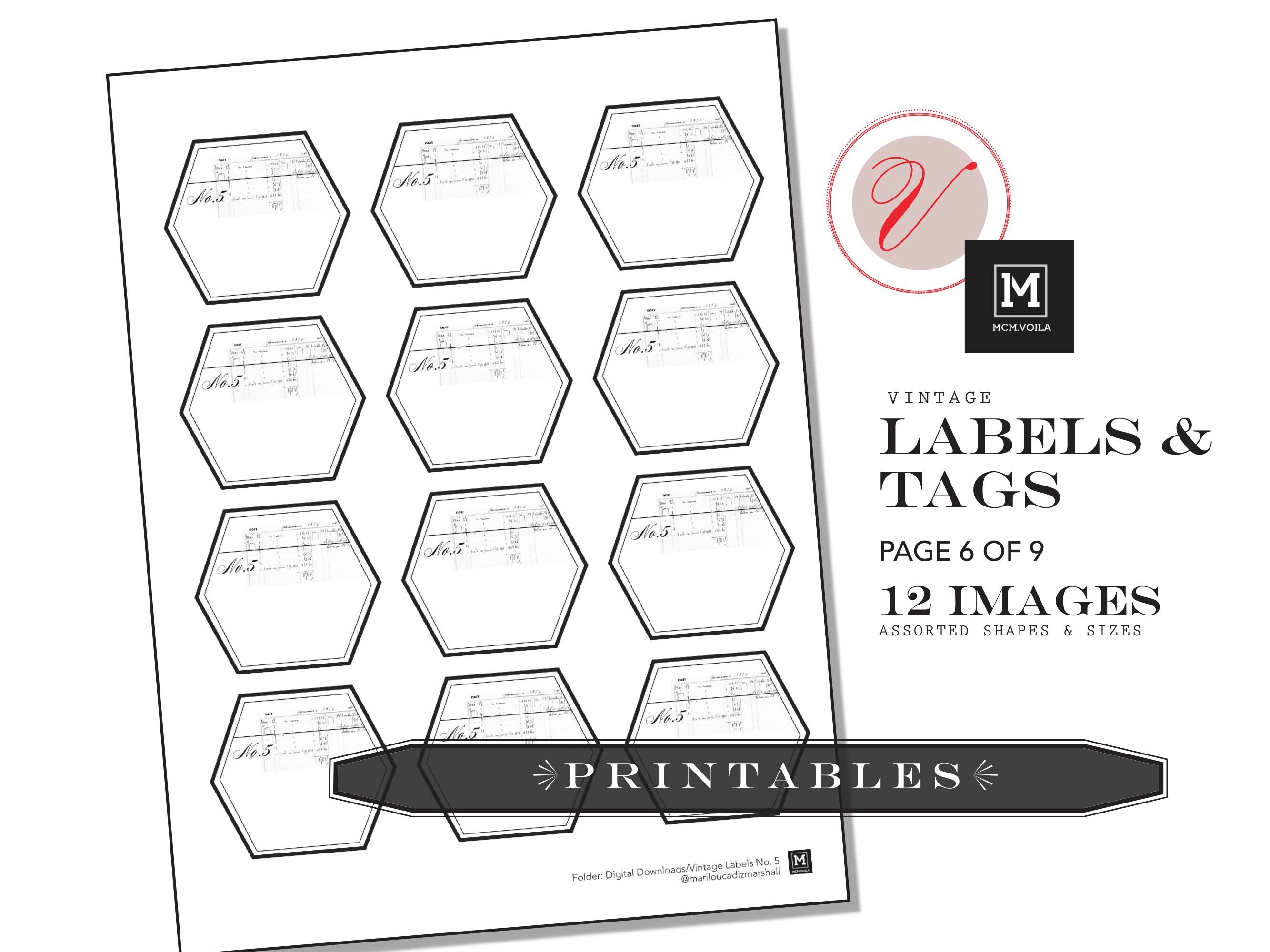 PRINTABLES Digital Downloads Labels Tags Vintage Labels - Etsy