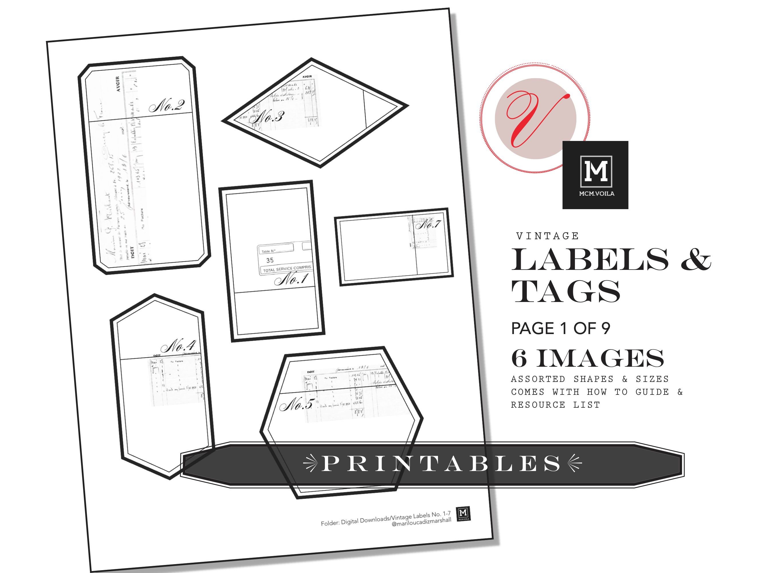 PRINTABLES, Digital Downloads, Labels, Tags, Vintage Labels, DIY ...