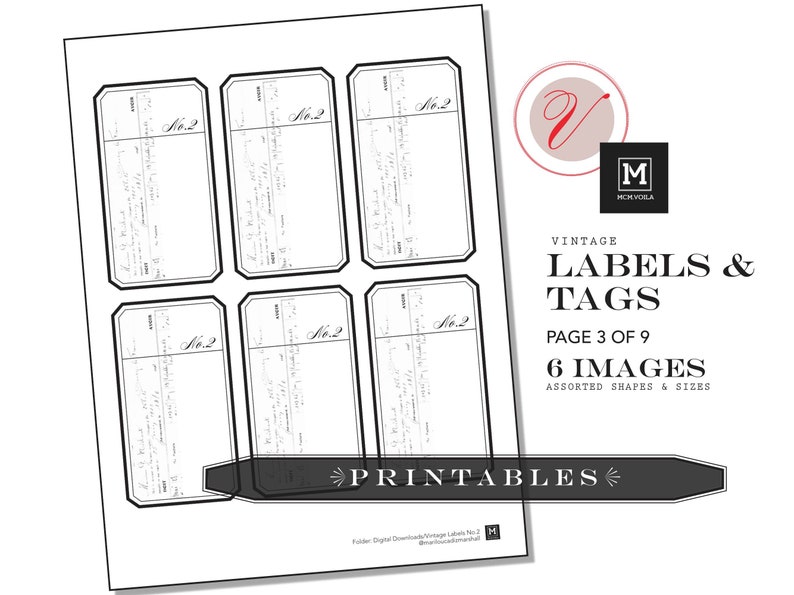 PRINTABLES Digital Downloads Labels Tags Vintage Labels - Etsy