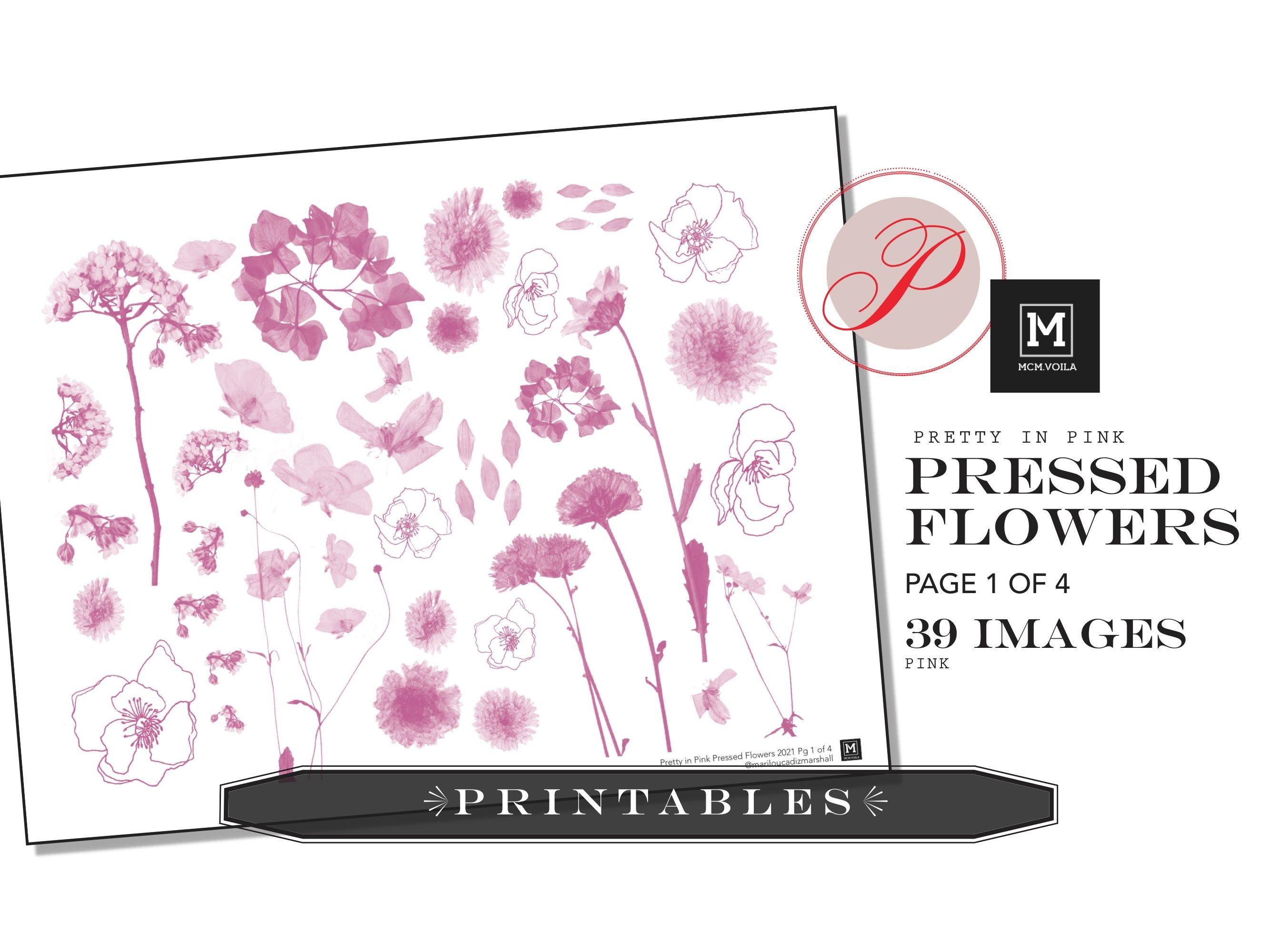 Pretty in Pink Flowers PRINTABLES, Digital Download, DIY Stickers ...