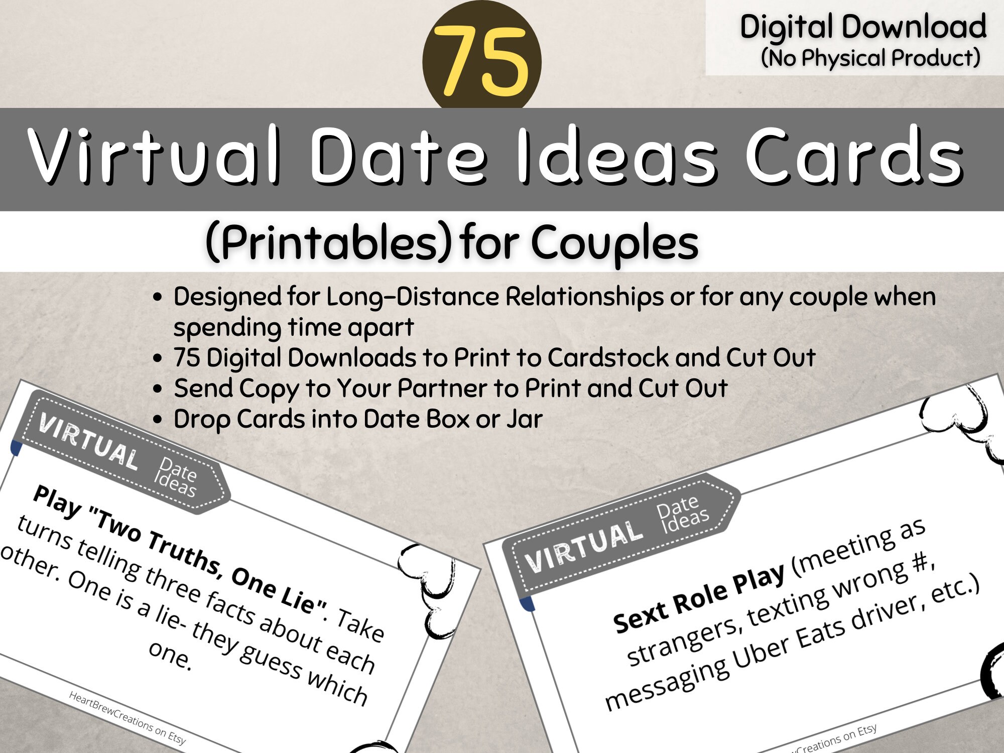 75 Virtual Date Idea Cards for Long-distance Relationships and Couples ...