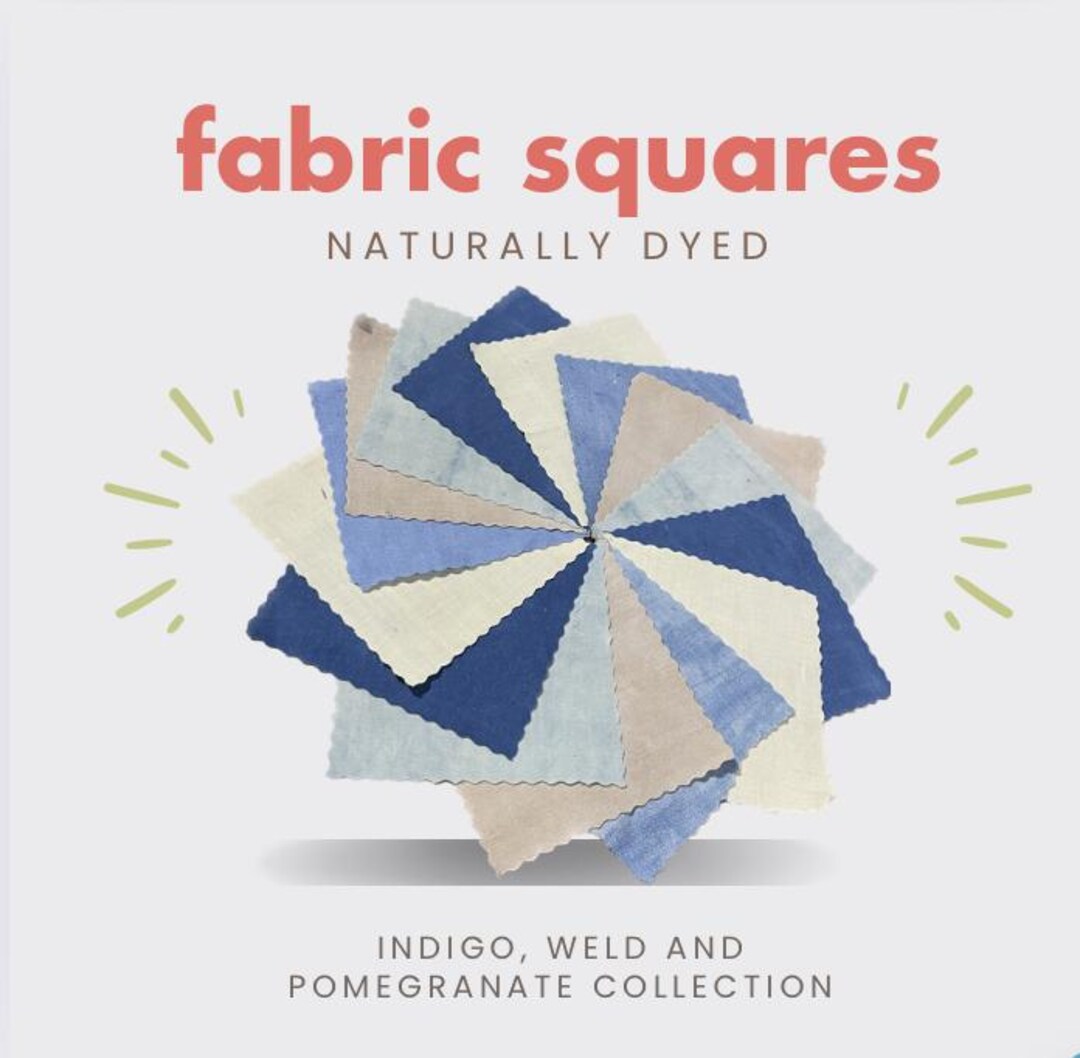 Naturally Dyed Fabric Indigo, Weld and Pomegranate Patchwork Fabric ...