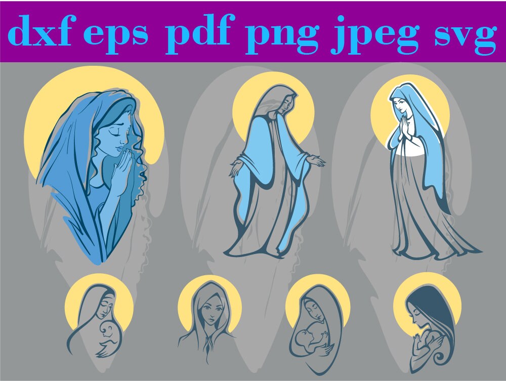 Virgen María svg Virgen María svg Jesús svg Dios svg Jesús - Etsy España