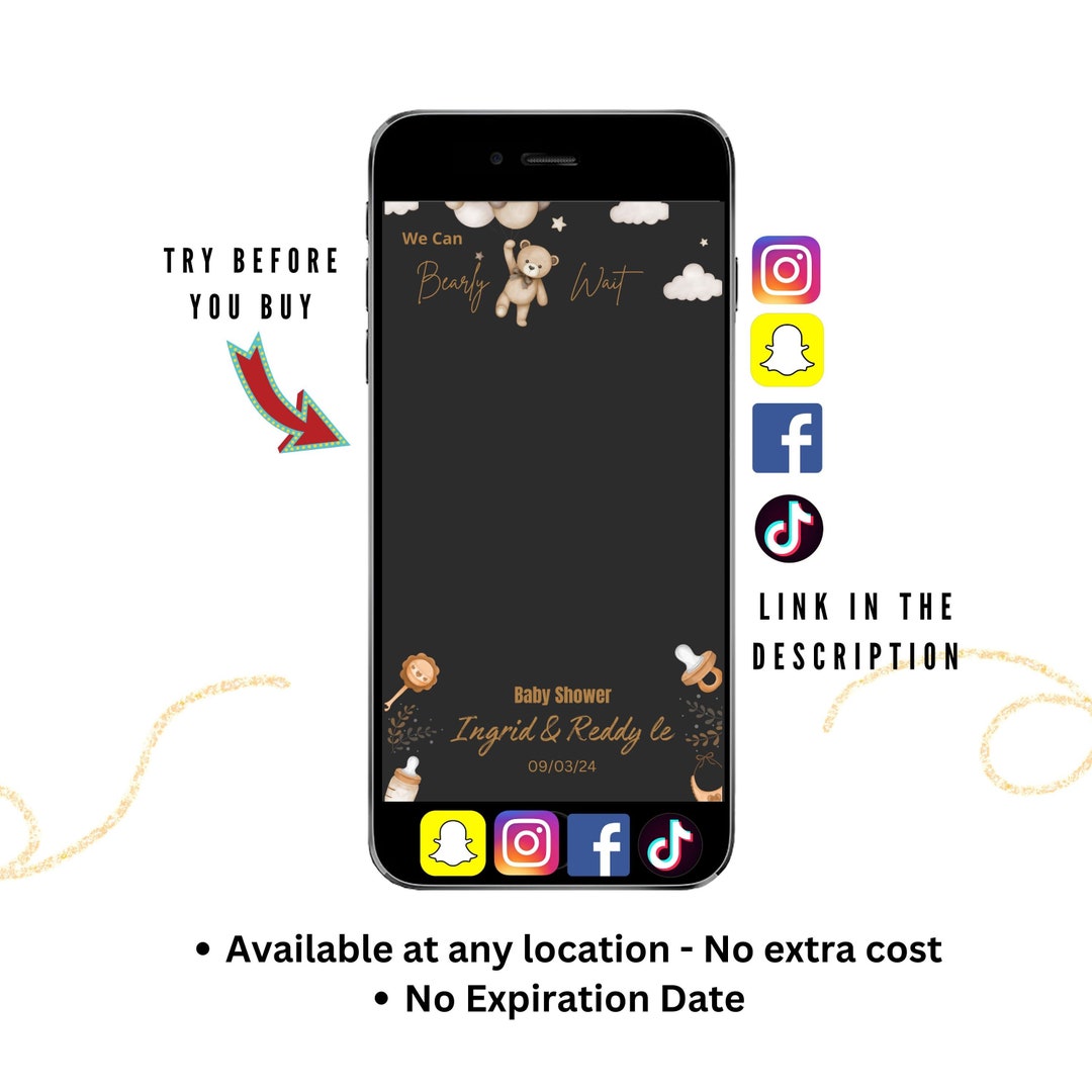 Beary Baby Shower Snapchat Geofilter: Custom Snapchat Lens, Tiktok Filter, Photobooth Overlay ...