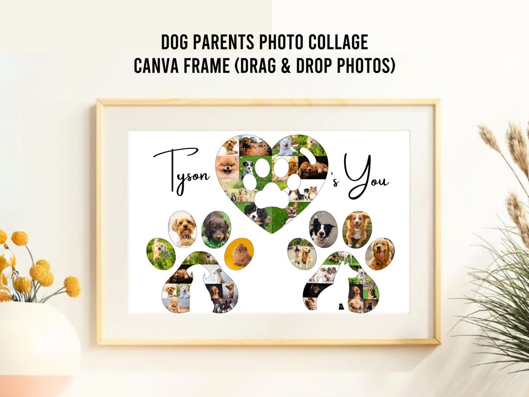Hunde Foto-Collage, Personalisierter Haustier Canva Rahmen ...