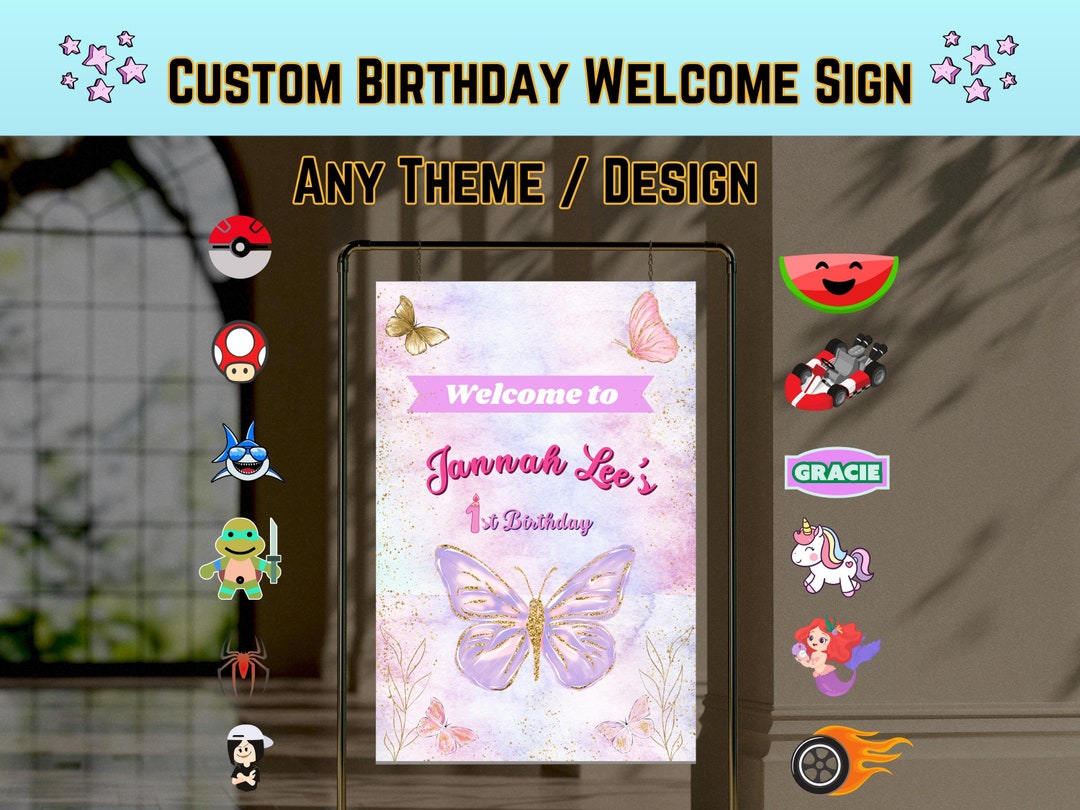 Custom Birthday Welcome Sign Design, Large Welcome Sign, Birthday ...