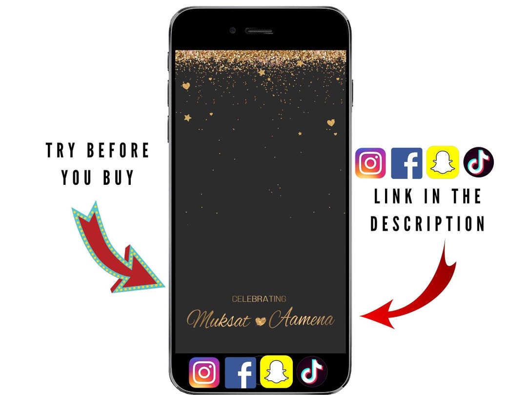Gold Elegant Wedding Snapchat Filter, Tiktok Filter, Custom Snapchat ...