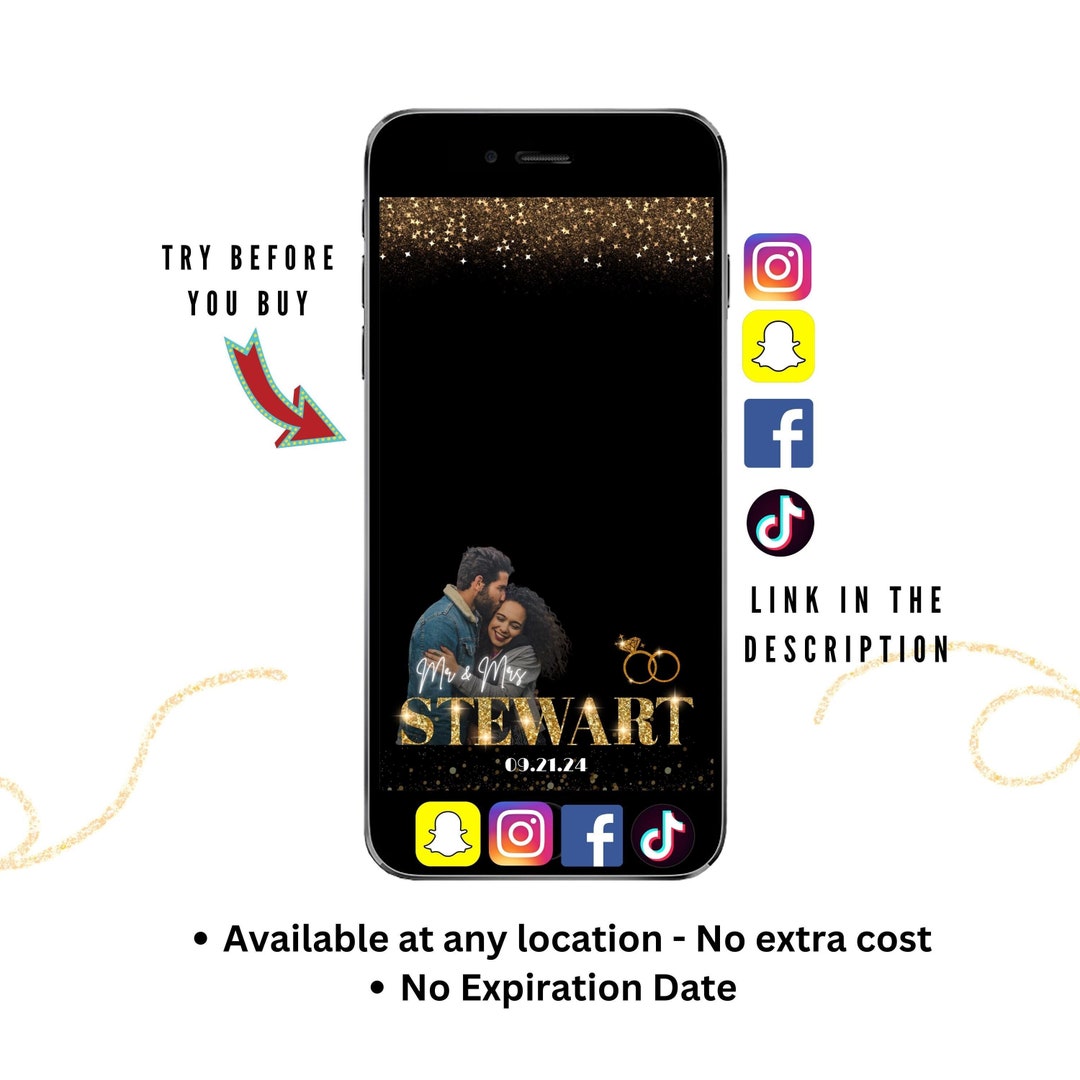 Gold Elegant Wedding Snapchat Filter, Personalized Filters, Tiktok ...