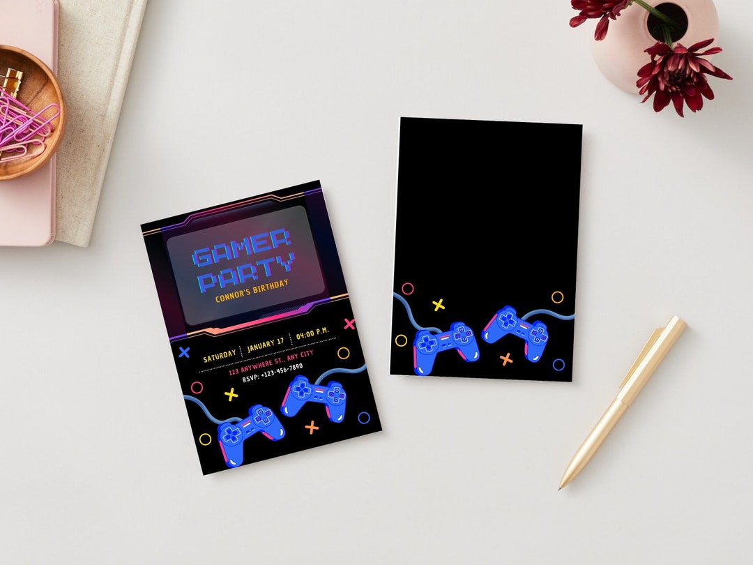 Editable Cute Game Party Invitation, Cute Game Night Invitation, Game ...