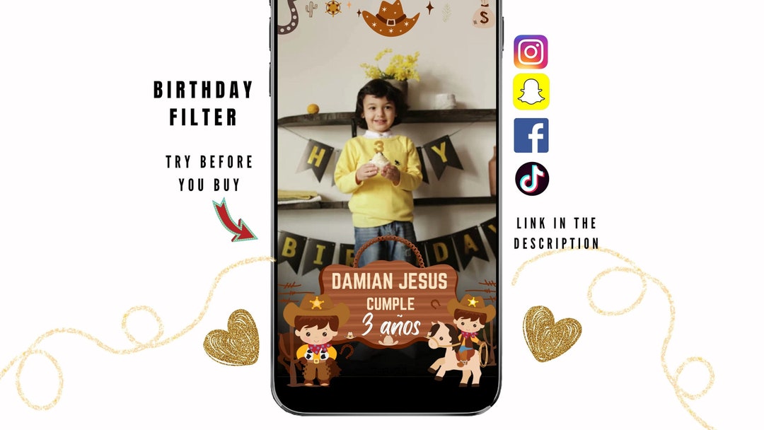Cowboy Birthday Snapchat Geofilter: Custom Snapchat, Tiktok Filter ...