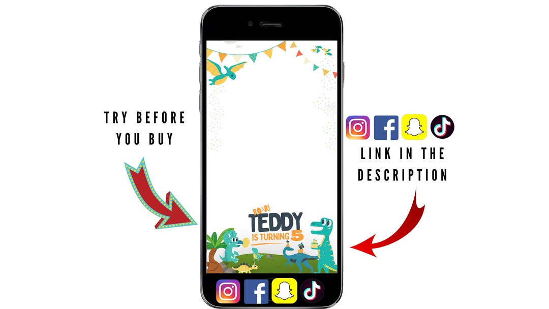Cute Dinosaur Birthday Instagram Filter, Snapchat Filter, Tiktok Filter ...