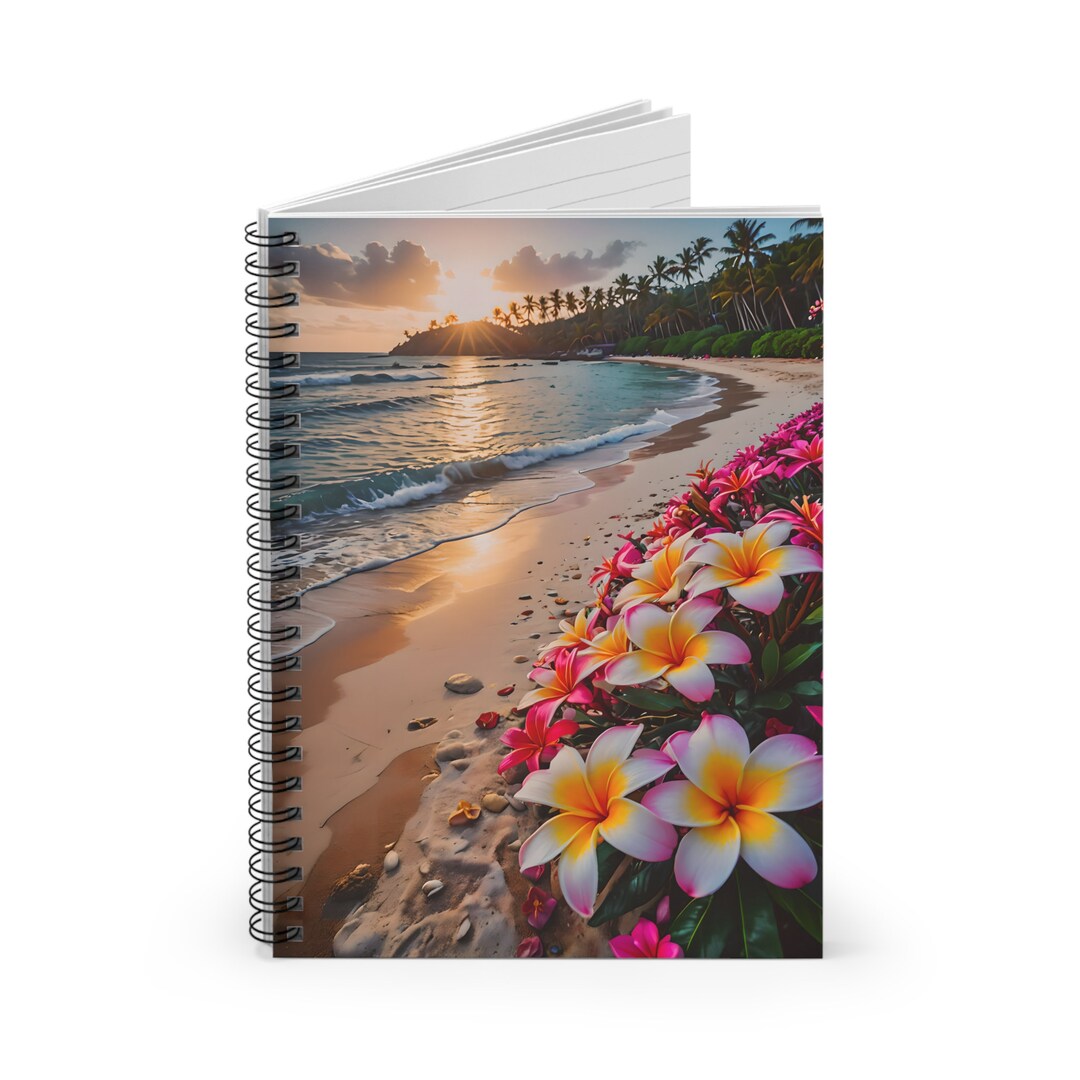 Plumeria Beach Sunset Journal Notebook - Tropical Beach Sunset Journal ...