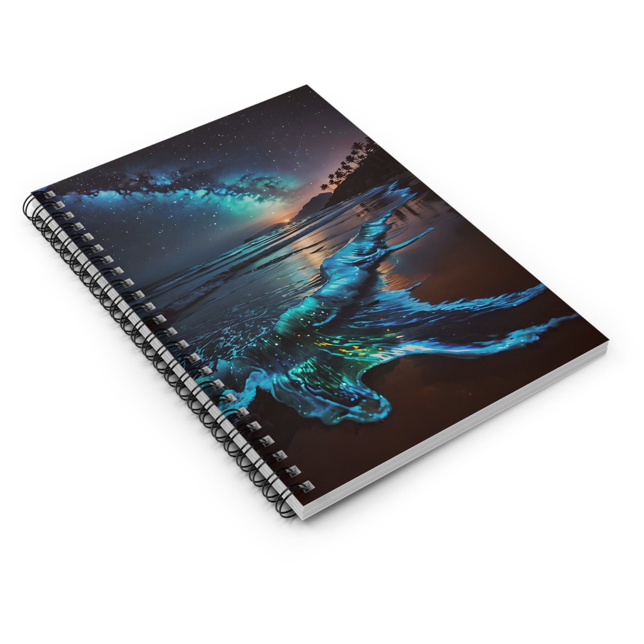 Midnight Bioluminescent Beach Shore Journal Notebook - Bioluminescent ...