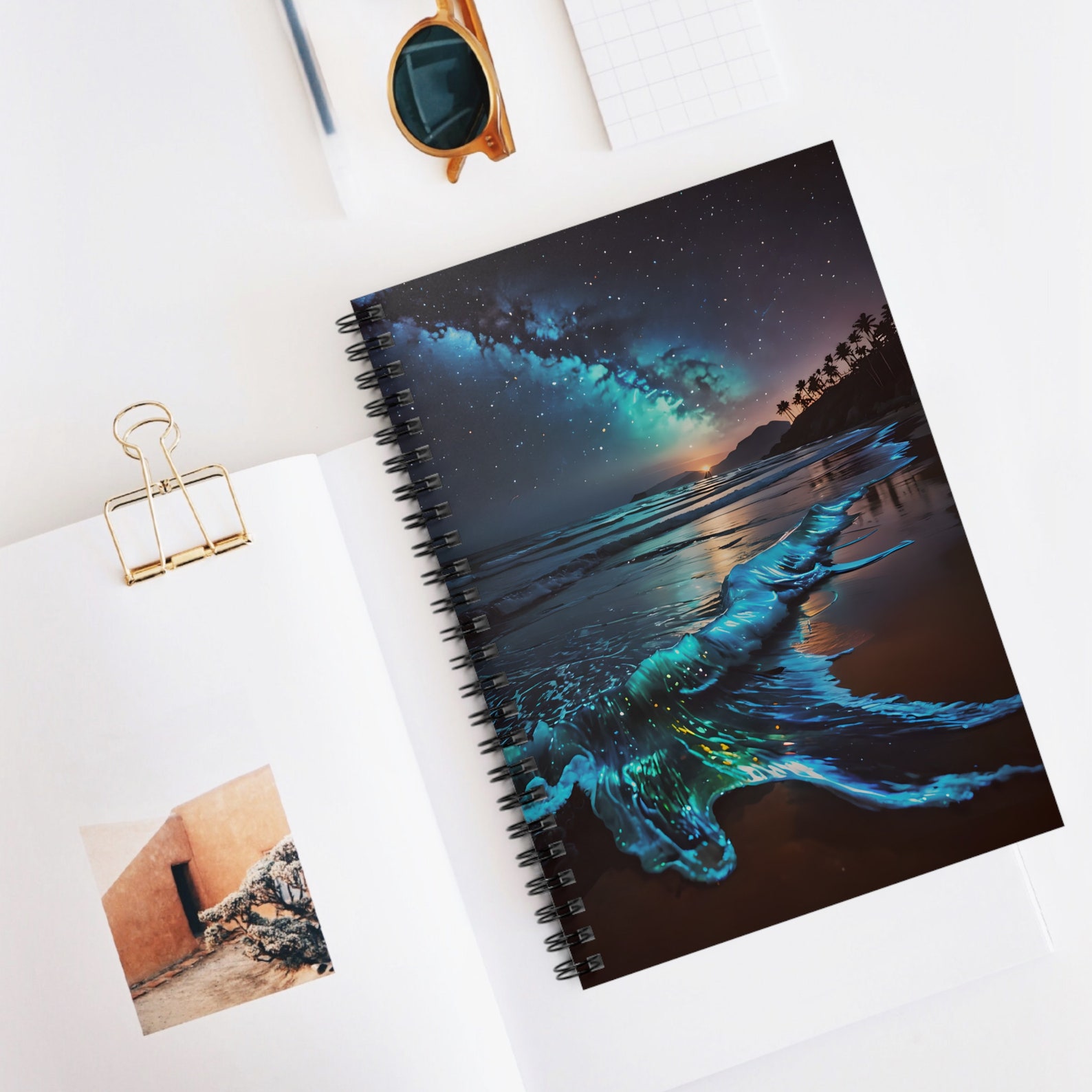 Midnight Bioluminescent Beach Shore Journal Notebook - Bioluminescent ...