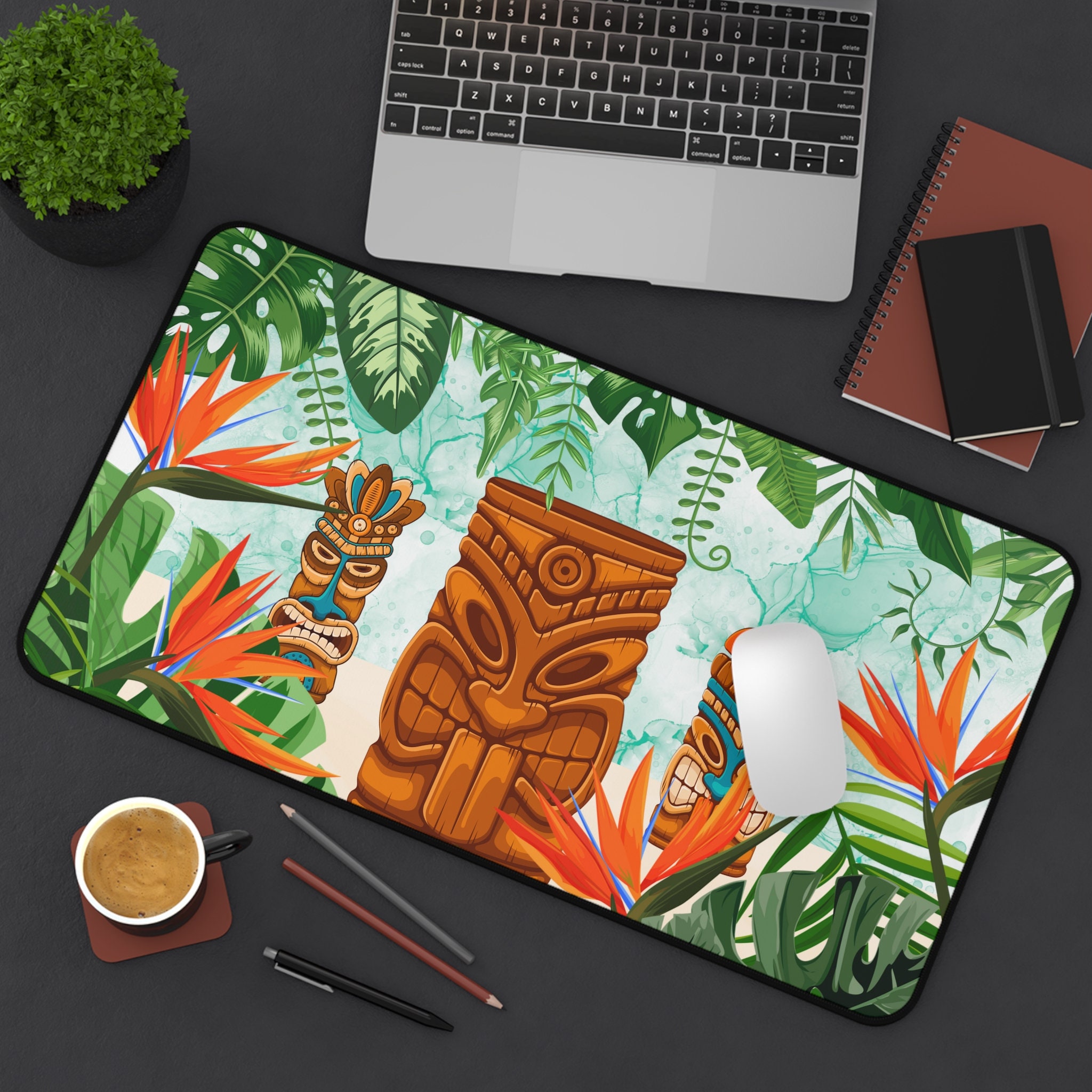 Tiki Totem Desk Mat - Luau Desk Mat - Tropical Desk Mat - Paradise Desk ...