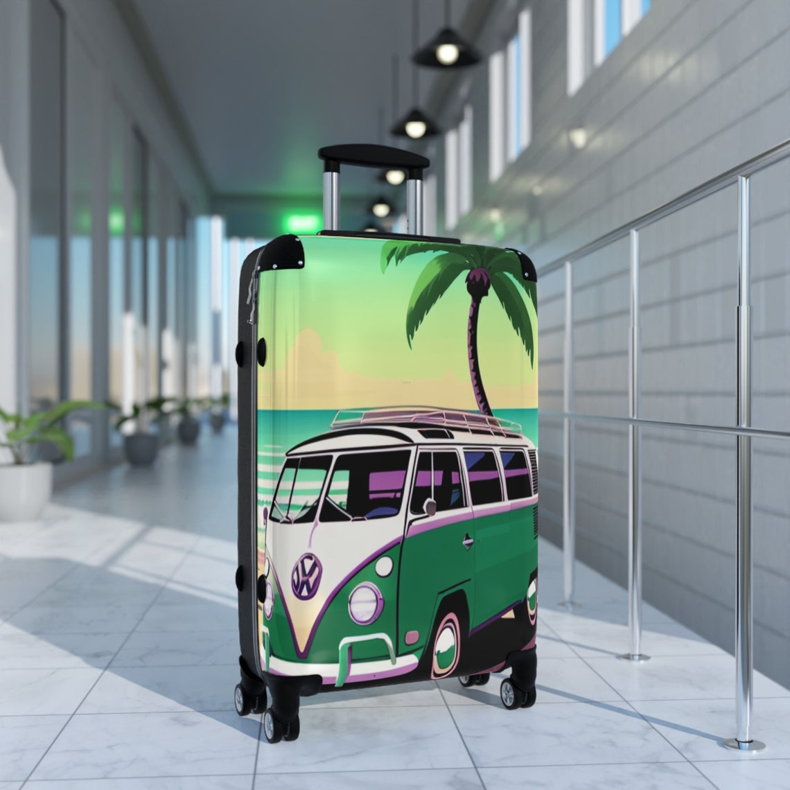 Retro Beach Bus Travel Suitcase Retro Adventure Bus Suitcase Retro ...