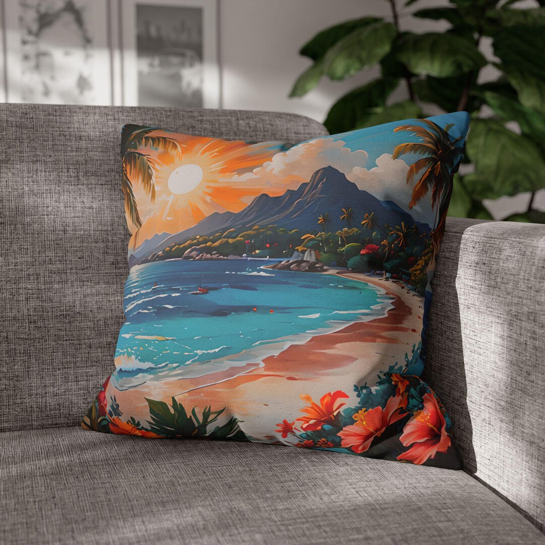 Tropical Sunset Pillow Cover - Summer Beach Vibes Pillow Cover - Boho ...