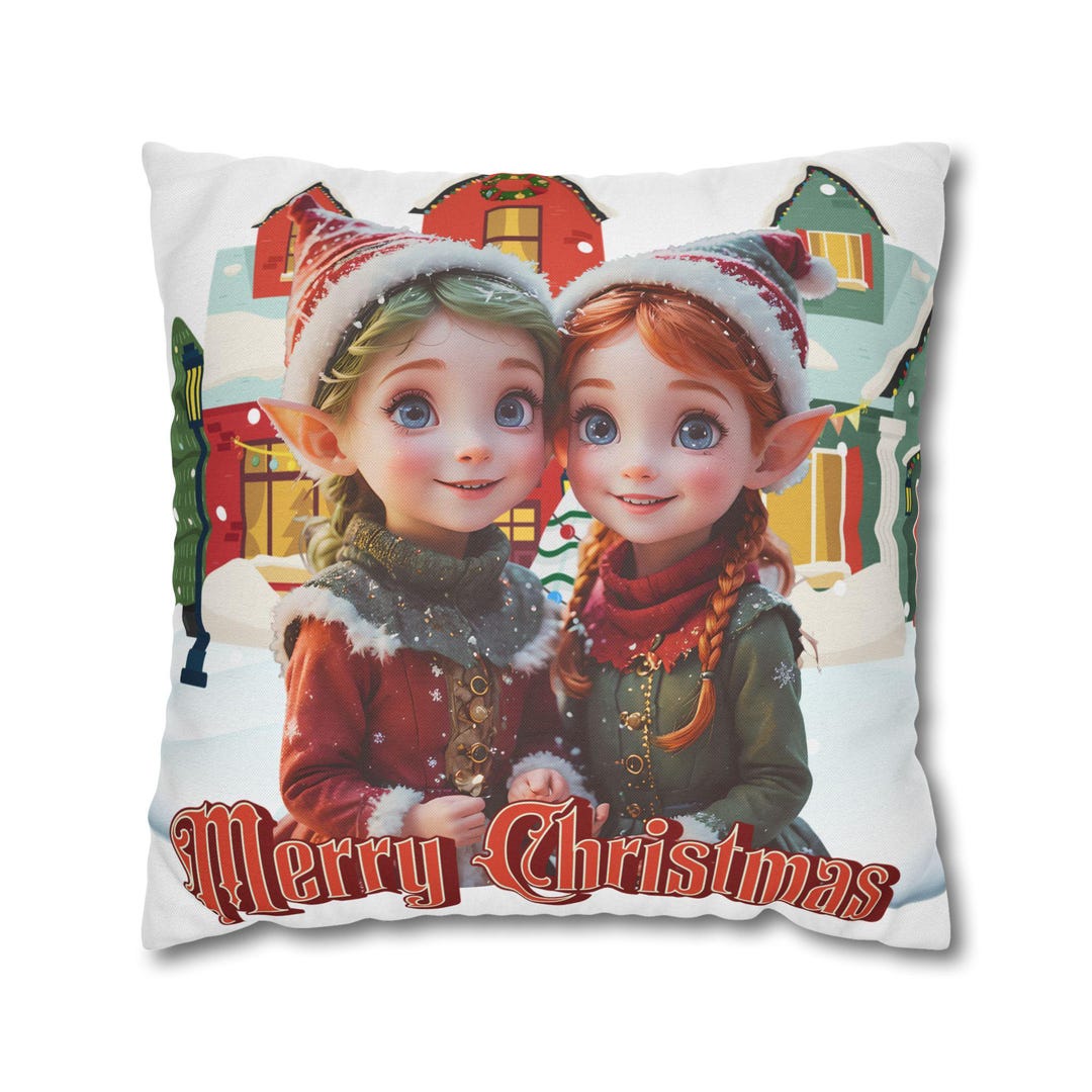 Christmas Elves With Holiday Cheer Pillow Cover - Santa's Little ...