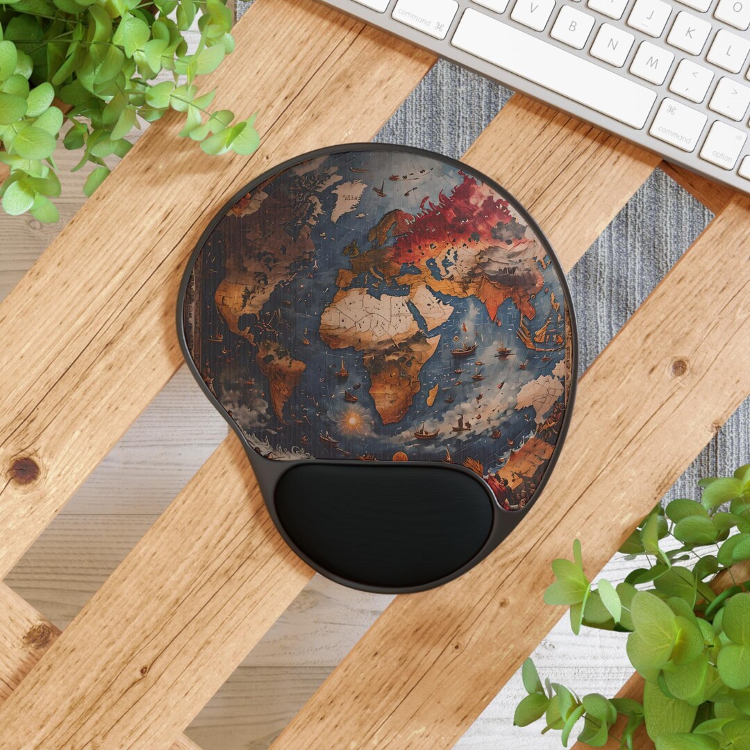 Old Navigational World Map Mouse Pad Wrist Rest - Ancient World Map ...