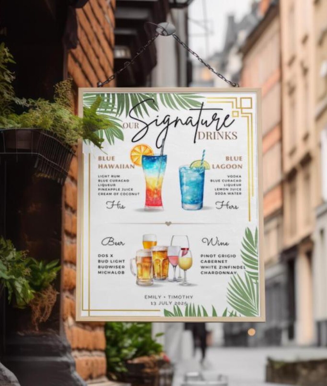 Personalized Signature Drink Menu - Customizable Drink Menu for Special ...