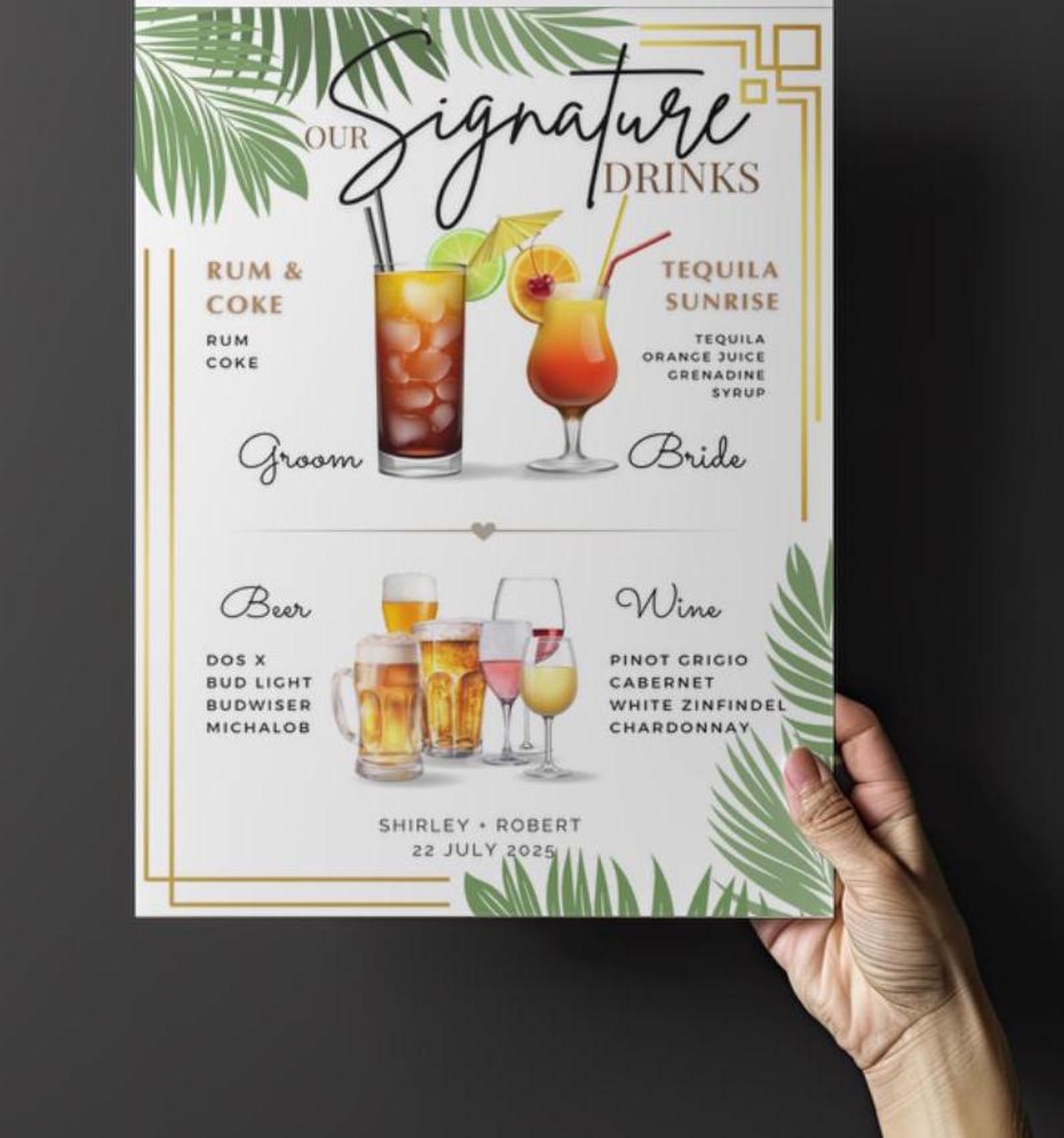 Personalized Signature Drink Menu - Customizable Drink Menu for Special ...