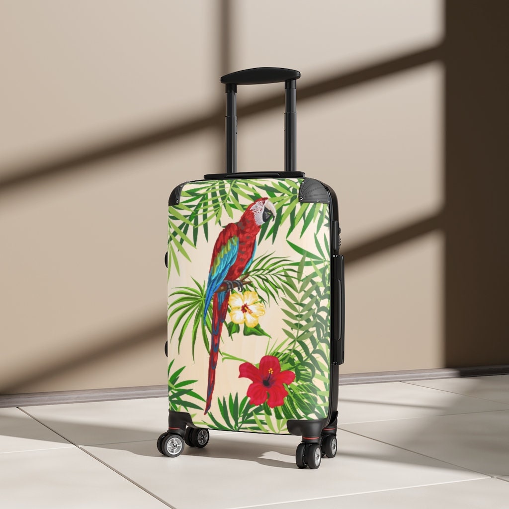 Tropical Cabin Suitcase Suitcase Suitcase With Wheels Parrot Travel ...