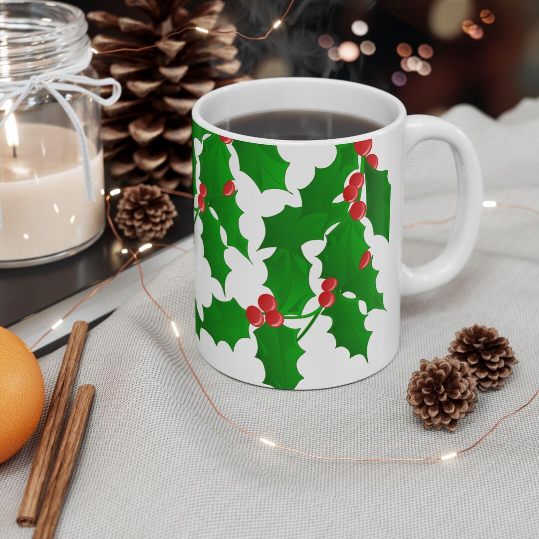 Christmas Holly Mug - Christmas Cup of Cheer Mug - Holiday Holly Mug - Etsy