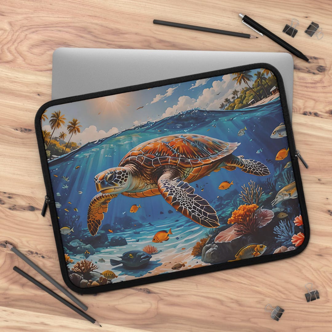 Tropical Sea Turtle Laptop Sleeve - Ocean Sea Life Laptop Case - Ocean ...