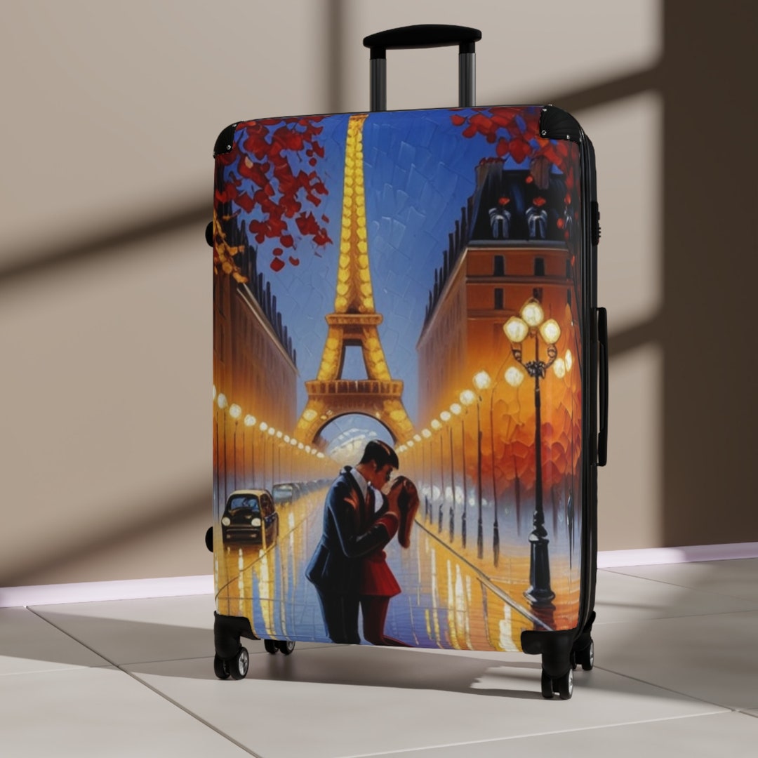 A Kiss in Paris Travel Suitcase - Midnight Kiss in Paris Suitcase ...