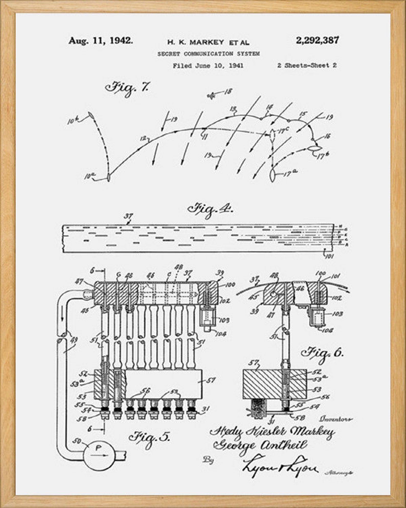 Frequency Hopping Patent Poster Hedy Lamarr Invention | Etsy