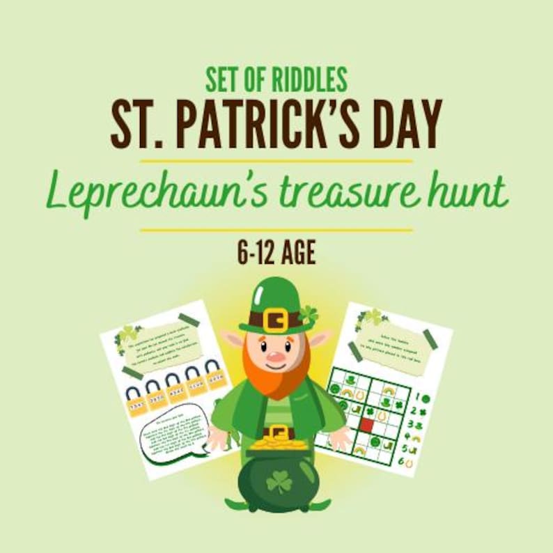 Saint Patrick's Day Treasure Hunt, Leprechaun's Treasure Game, St ...