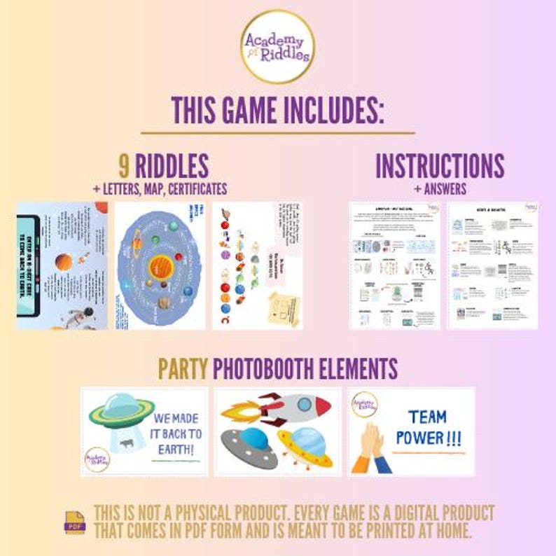 Printable Escape Room Kit, Escape Room Space Theme, Party Edition ...