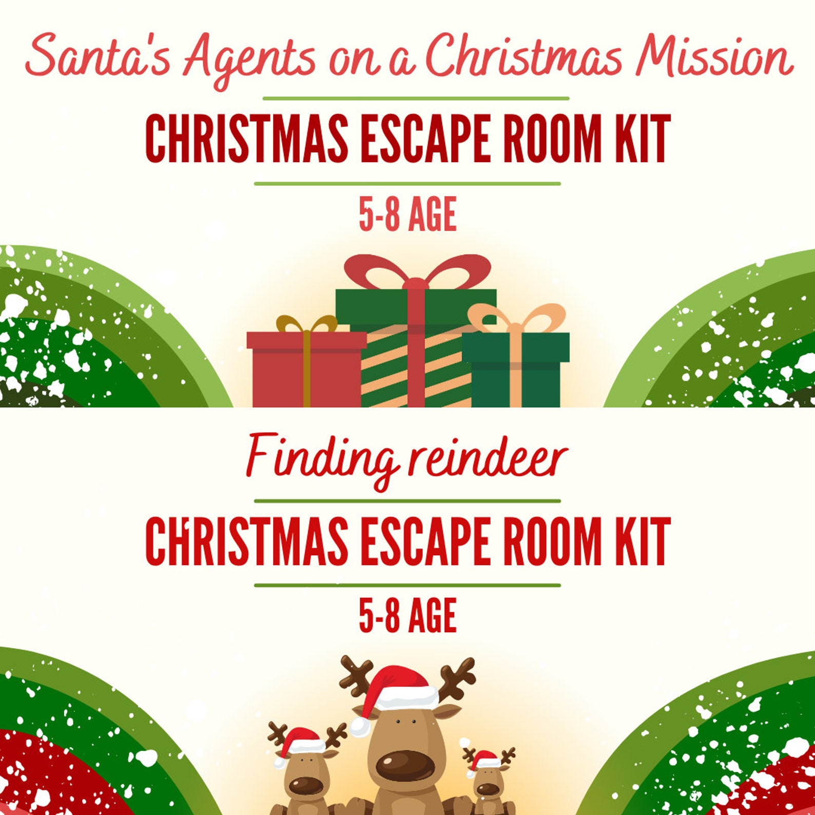 2 Christmas Game Bundle Printable Escape Room Kit for Kids Treasure ...