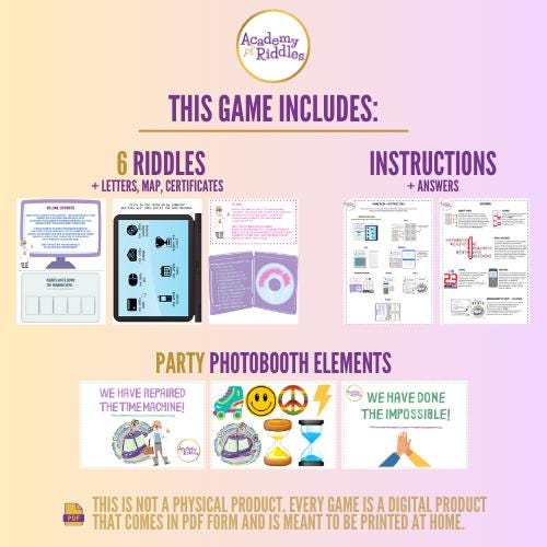 Time Travel Escape Room: Kids Birthday Party Game (printable PDF) - Etsy