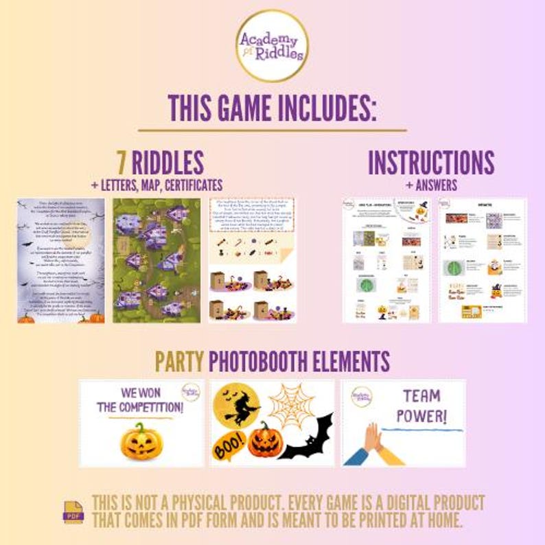 Halloween Party Game Kids Party Pumpkin Ghosts Vampires Escape Room ...