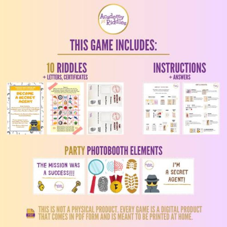 Printable Secret Agent Escape Room Kit: Kids Party Game (PDF) - Etsy