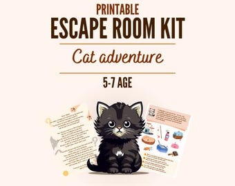 Printable Cat Escape Room Game for Kids | Cute Printable Cat Game ...
